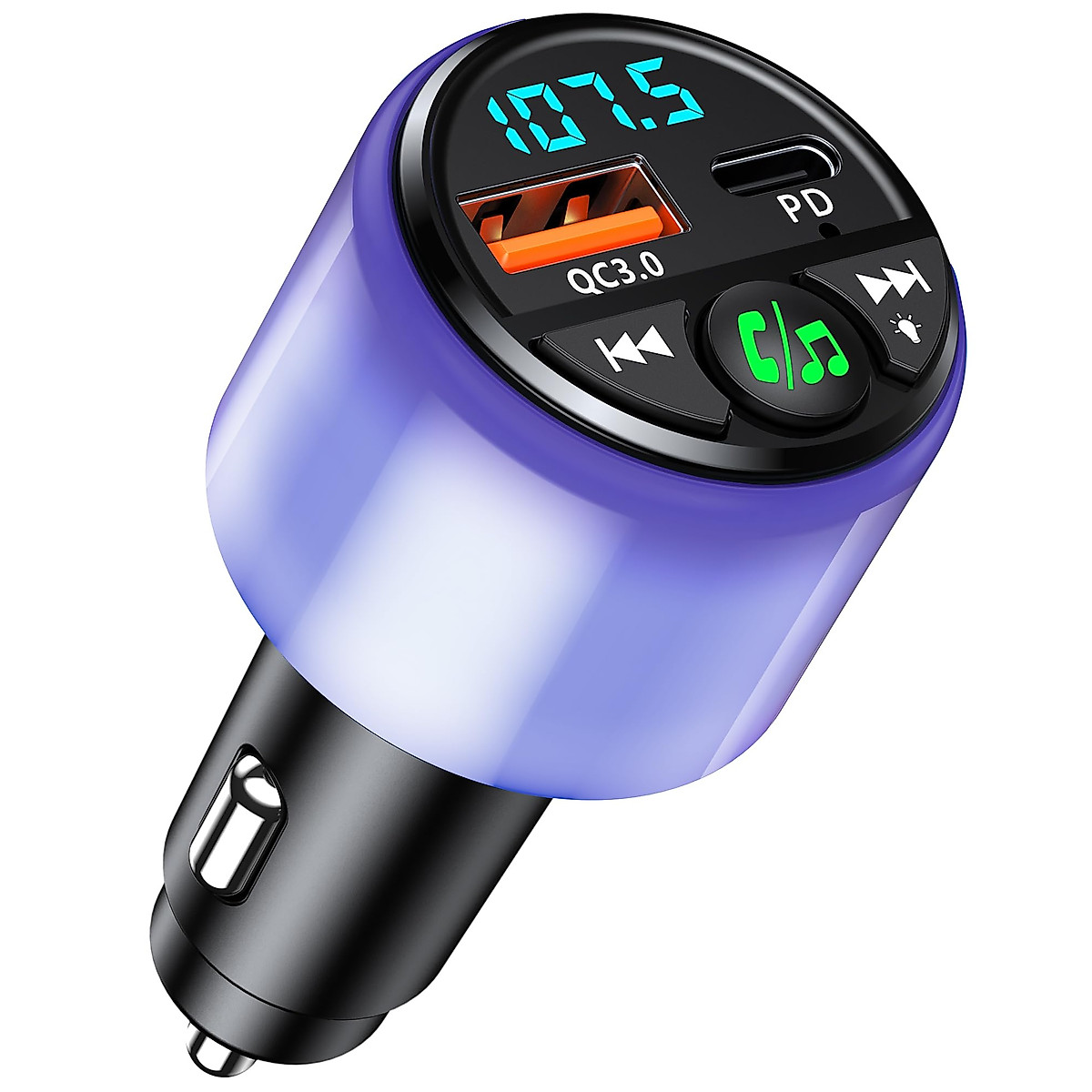 Otemly Bluetooth 5.3 FM Transmitter for Car [PD 30W & QC3.0 18W] Fast Charge, [All-Over Glow] Bluetooth Car Adapter Wireless FM Radio Transmitter Car Kit, Hands-Free Calls, Hi-Fi Music