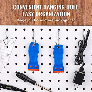 VEVOR 2PCS Razor Blade Scraper,Plastic Scraper Tool with 120PCS Plastic Blades,Cleaning Scraper Remover for Stickers,Decals,Adhesive,Labels,Paint from Glass, Car,Window,Caulk,No Scratches,Blue