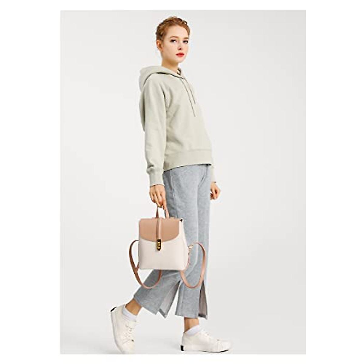 SHESTORY Women PU Leather Fashion Backpack Daypack for Traveling (Pink)