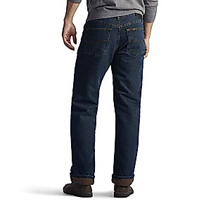 Lee Men's Flannel Relaxed-Fit Straight-Leg Jeans, Black Quartz-Fleece Lined, 32W x 32L