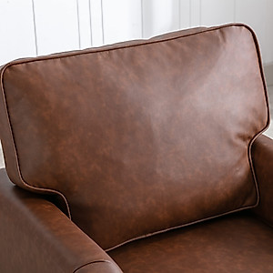 chairus Mid-Century Modern Accent Chair Living Room Chair Faux Leather Arm chair Comfy Upholstered Single Sofa Chair for Lounge/Bedroom/Office, Brown