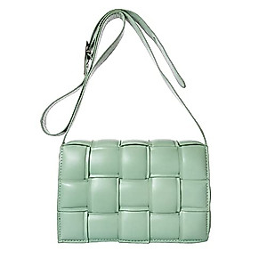 ADYAQRI Women's shoulder crossbody bag, Plaid woven soft leather small square bag, Casual trend pillow bags for women