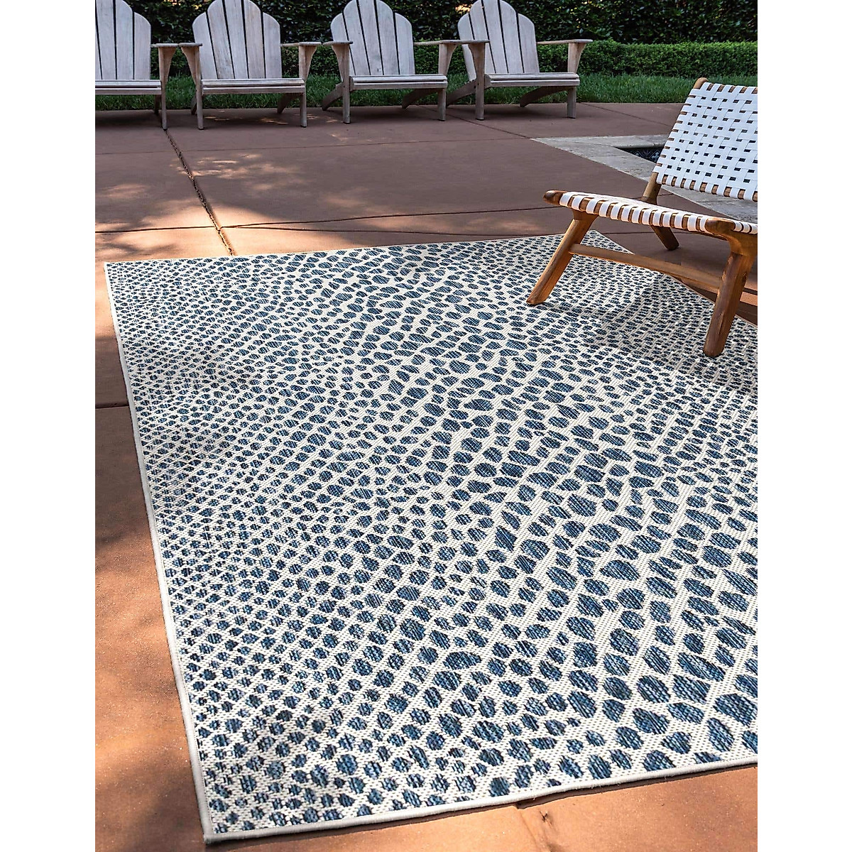 Unique Loom Outdoor Collection Area Rug - Cape Town (7' 1' x 10' Rectangle, Blue/ Olive)