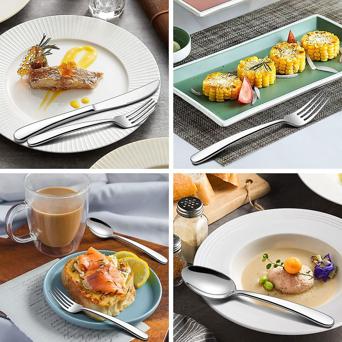 LIANYU 60-Piece Heavy Duty Silverware Set, Stainless Steel Flatware Cutlery Set for 12, Heavy Weight Eating Utensils Set for Home Restaurant Wedding, Dishwasher Safe, Mirror Polished