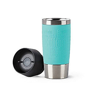 EMSA N2012900 Travel Mug Stainless Steel Thermal Insulated Cup 0.36 litres 4h Hot 8h Cold BPA Free 100% Leak-Proof Dishwasher Safe 360° Drinking Opening Mint Green 1 Piece (Pack of 1)