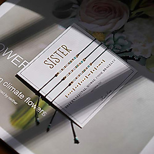 RareLove 3 Pieces Sisters Morse Code Bracelet Friendship Birthday Best Friends Gift For 3 Women Blue White Tiny Pony Seed Beads Black String Bracelets