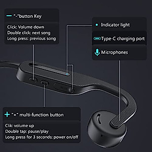 Open Ear Air Conduction Headphones, Bluetooth 5.0 Wireless Running Headphones 10 Hours Playtime HiFi 9D Stereo Sweatproof Sports Headset with Mic for Driving, Hiking, Cycling (Black)