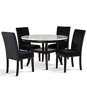 New Classic FURNITURE Celeste Faux Marble Round Dining Table, 48-Inch, Espresso