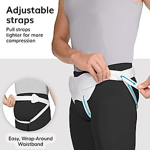 BraceAbility Inguinal Hernia Truss - Scrotal and Femoral Groin Male or Female Compression Support Belt for Testicular, Genital, Bilateral, Direct or Indirect Hernia Pain Relief Treatment Brace (M)