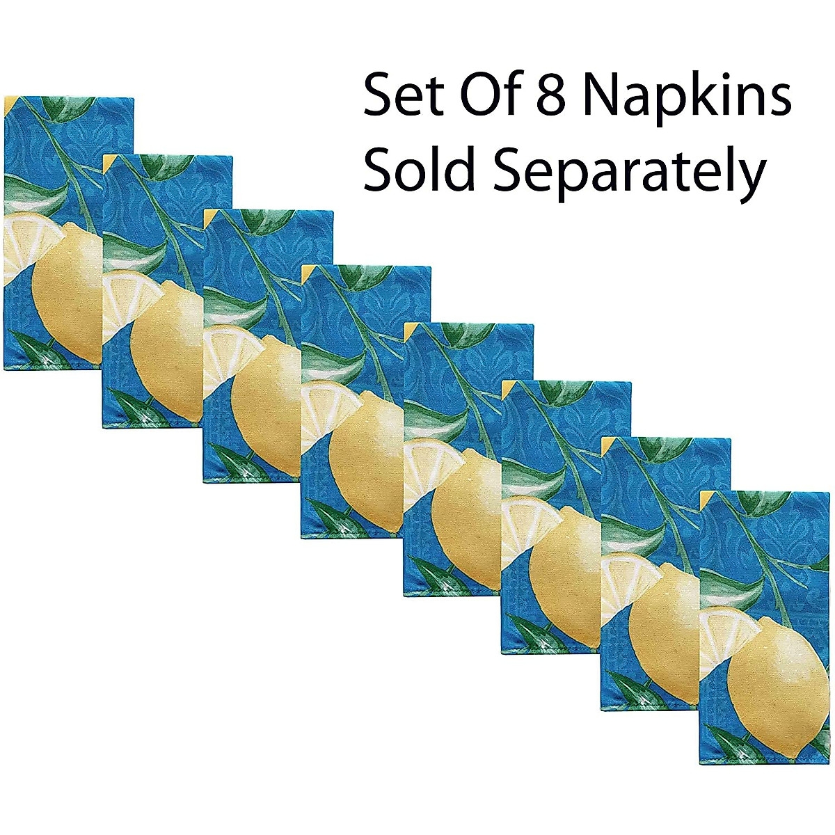 Newbridge Mediterranean Lemon Zest Tier Curtain and Valance Set, Blue/Yellow Provence Lemon Print Tier Set, 36” Long Tier Pair and Valance - 60" x 36" (Set of 2 Tiers & Valance)