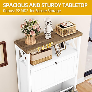 DWVO Shoe Cabinet Entryway, White Shoe Storage Cabinet with 2 Flip Drawers, Free Standing Hidden Narrow Shoe Rack Shoe Storage Organizer for Entryway/Hallway/Closet, White