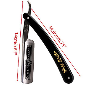 Tangc Pro Gold Dollar Shave Knife 66 Straight Edge Barber Razor Folding Hair Shaving