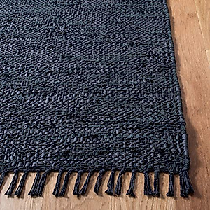 SAFAVIEH Vintage Leather Collection Accent Rug - 4' x 6', Black, Handmade Boho Fringe Leather, Ideal for High Traffic Areas in Entryway, Living Room, Bedroom (VTL501Z)