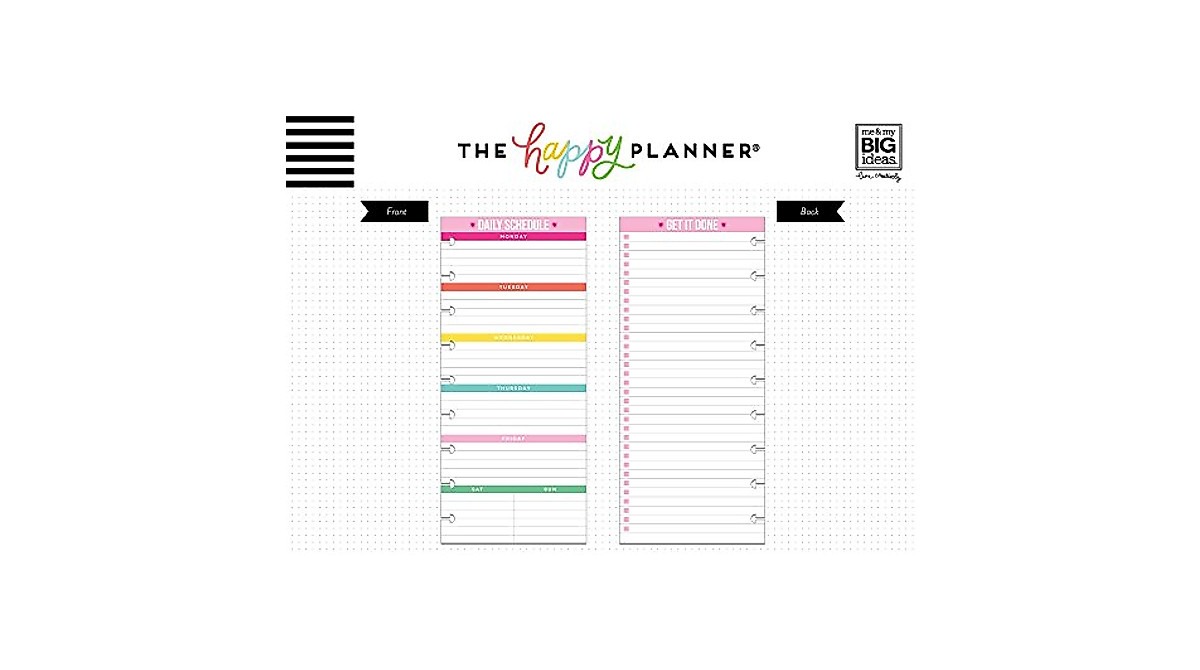 The Happy Planner Daily Planning Half Sheets – 60 Pre-Punched Pages