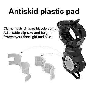 Vonpri [3 Pack Flashlight Holder, Mount Bicycle Mounting Bracket Flashlight Holder Torch Clip 360º Rotation (White)