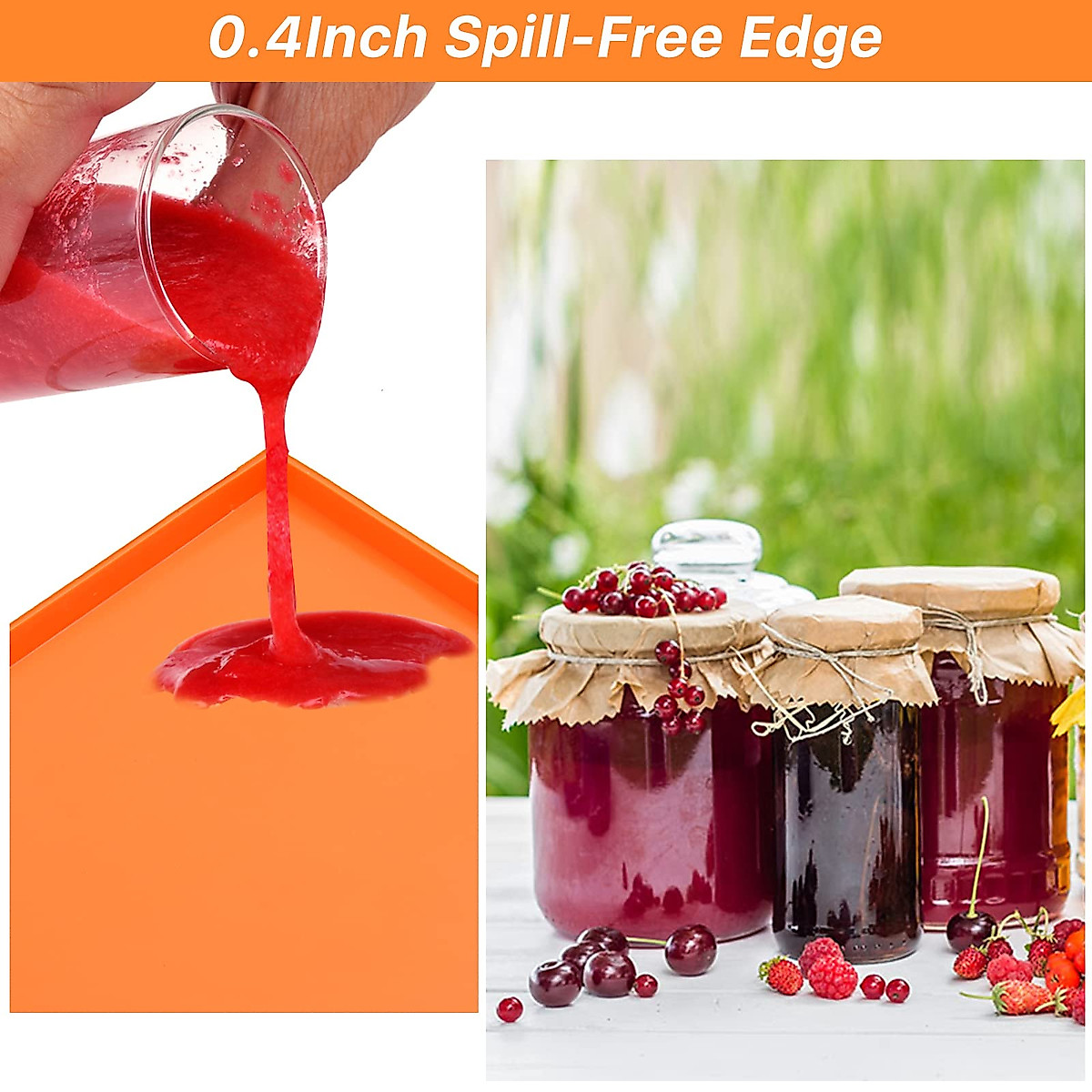 Aemygo 6 Pcs Silicone Dehydrator Sheets with Edge, Reusable Mesh Dehydrator Mats with Scraper, Non-Stick Fruit Leather Trays, Square Food Dryer Mat Dehydrator Sheets For Liquid Meat Vegetables Herbs