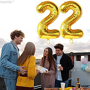 Giant, Gold 22 Balloon Number - 40 Inch | Gold 22 Birthday Balloons for 22 Birthday Decorations | 22 Balloons for Birthday Party Decorations | 22 Balloon Number Gold | 22 Birthday Decorations for Men