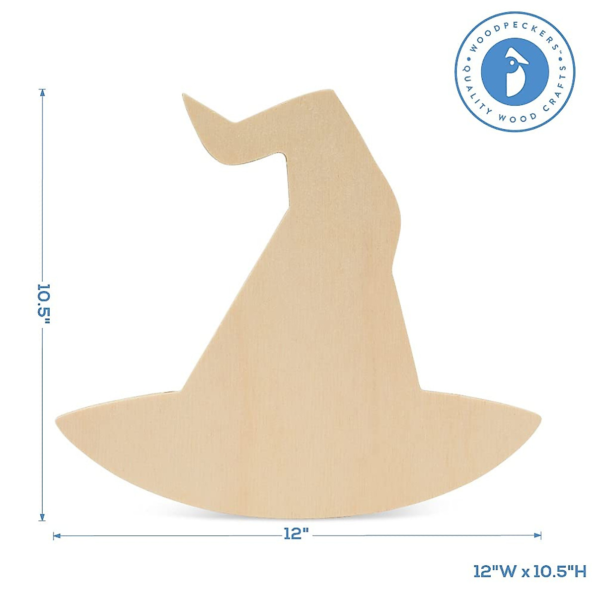 Wood Witch's Hat Cutouts 12 x 10-1/2 Inch, Pack of 3 Fall Unfinished Wood Cutouts to Paint and Display, DIY Halloween Décor, by Woodpeckers