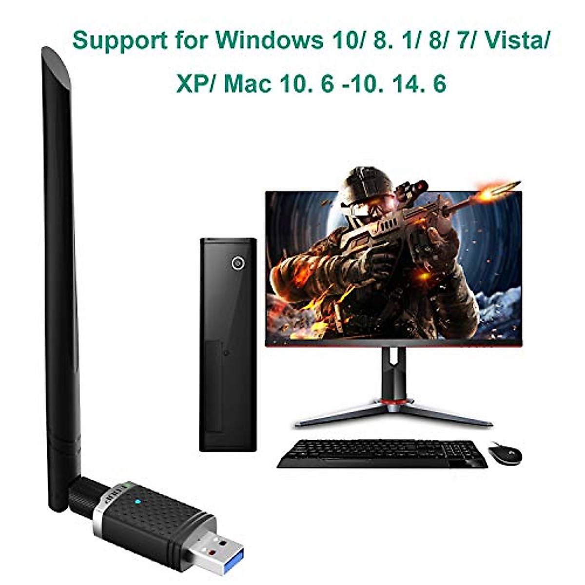 EDUP USB 3.0 Wi-Fi Adapter AC1300Mbps WiFi Dongle 802.11 ac Wireless Network Adapter with Dual Band 2.4GHz/ 5.8GHz 5dBi Antenna for Desktop Windows XP/Vista / 7/8.1/10 / Mac 10. 6-10.15