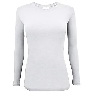 BaHoki Essentials Long Sleeve Undershirts for Scrubs - Great Stretch and Layering Piece - Multipurpose and Durable (White, M)