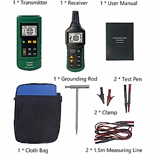GAOTek Underground Wire Tracker Cable Metal Pipe Locator Detector Professional Tester Conducting Cables, Electrical Circuits, Pipelines, Fuses, Switches, Short Circuits Finder Through Concrete-GFL-107