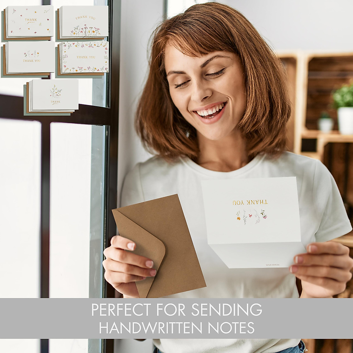 Beautiful Thank You Cards Set of 20 With Envelopes and Stickers - Elegant Blank Cards For Personalized Notes - Perfect Bulk Stationary Set For All Occasions incl. Weddings, Business & Baby Showers