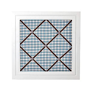 Blue Grid Fabric Memory/Memo Bulletin Board for Nursery Room Kids Room Decor Checked Baby Toddler Boy Room Decorative Memo Pad 19.7 x 19.7 Inches