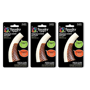 Spunky pup 3 Pack of Snack and Chew Antlers for Dogs, Puppy Size, Beef Flavored