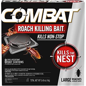Combat Roach Killing Bait, Roach Bait Station For Large Roaches, Kills The Nest, Child-Resistant, 8 Count,Insects