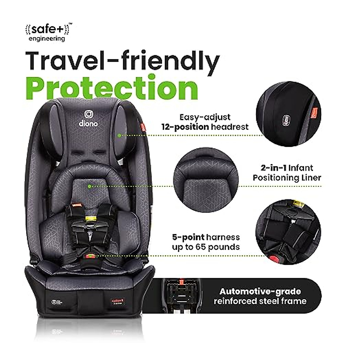 Diono Radian 3RXT Special Edition Slim Fit 3 Across All-in-One Convertible Car Seat, Rear Facing, Forward Facing and High Back Booster, Gray Stone