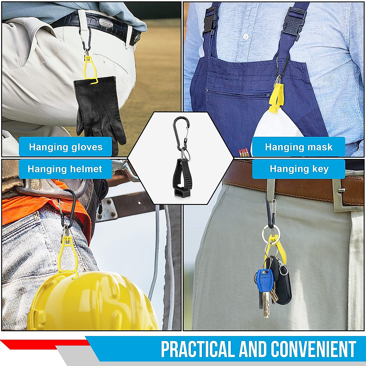 NANHONG 6 Pieces Glove Clips for Work Glove Holder Clip, Construction Worker for Glasses Helmets Glove Grabber Clips.