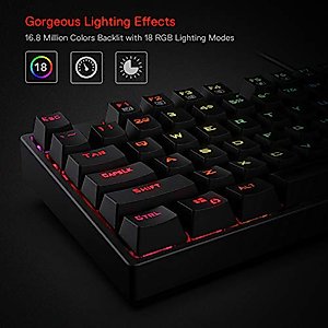 Redragon K582 SURARA RGB LED Backlit Mechanical Gaming Keyboard with 104 Keys-Linear and Quiet-Red Switches