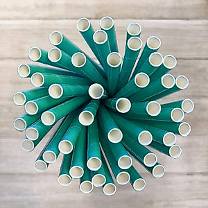 Iridescent Foil Paper Straws- Blue Green - 7.75 Inches - 100 Pack