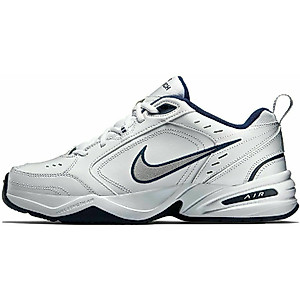 Nike Men's Air Monarch IV Walking Shoes, White/Metallic Silver/Navy, Size 8