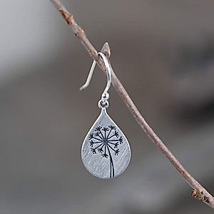 LOVECOM 925 Sterling Silver Dandelion Drop Earrings for Women Water Drop Silver Flower Mountain Tree Heart Dangle Earrings Jewelry Birthday Gifts for Her Lover Daughter