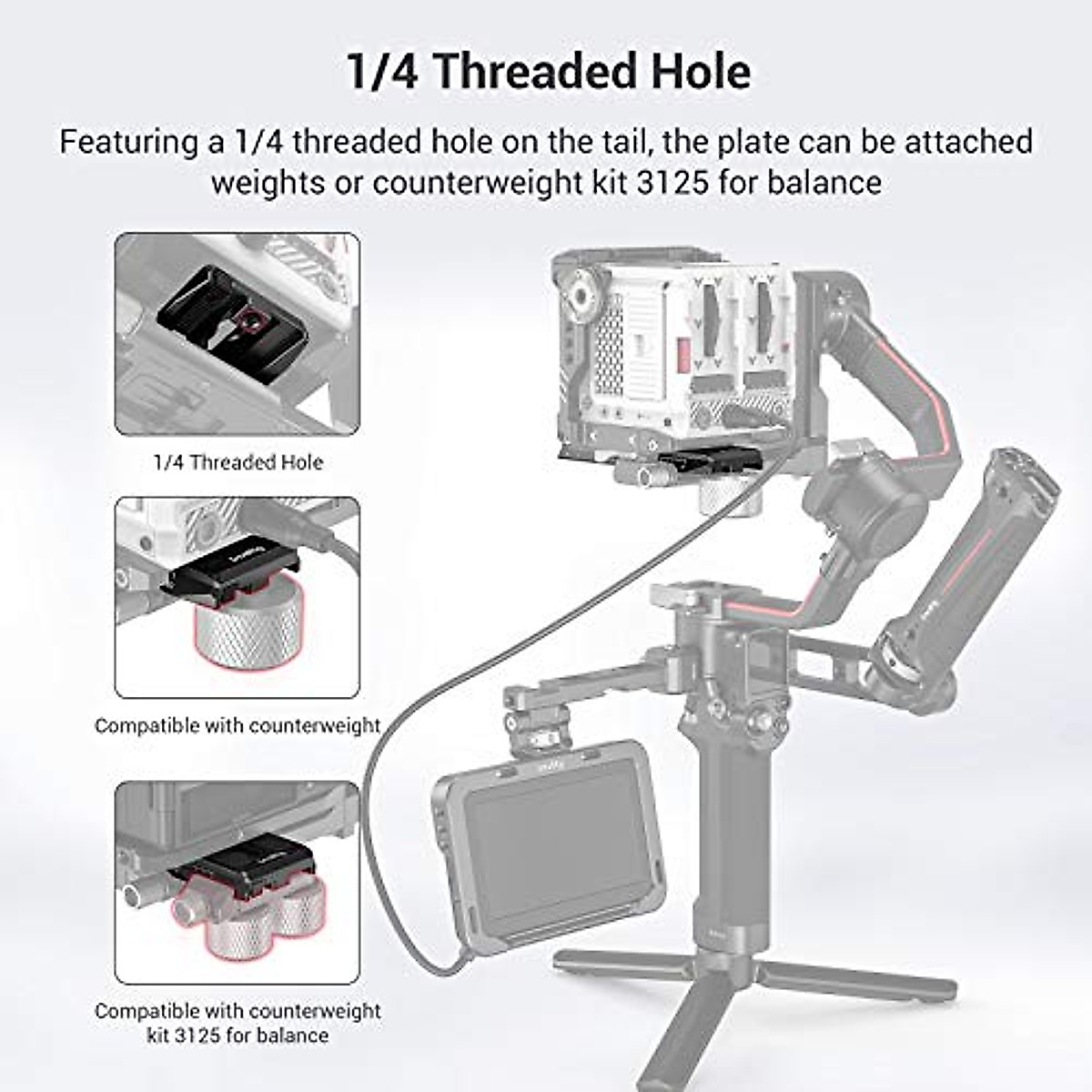 SMALLRIG Quick Release Plate for Manfrotto-Type Compatible with DJI RS 2 / RSC 2 / Ronin-S Gimbal / RS 3 / RS 3 Pro Gimbal - 3158