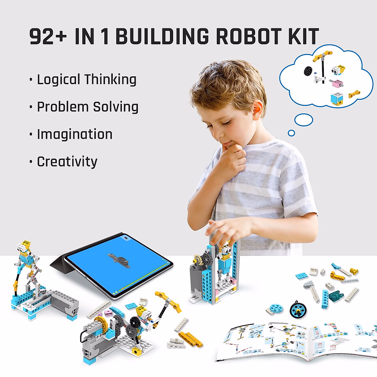 Makerzoid Smart Robot,72-in-1 STEM Educational Toy, Electronic Building Robot Toy, Robotics Kit, Learning Kit, Logical Training Kit, DIY Robot Building Kit for Kids, Boys and Girls Ages 6+