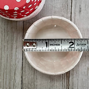 Red Bulk MINI Candy Nut Paper Cups- Christmas Valentine 4th of July Party Supply - Mini Baking Liners - Red Polka Dot - 100 Pack