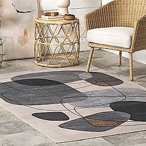 nuLOOM Rylee Abstract Machine Washable Indoor/Outdoor Area Rug, 8' x 10', Gray