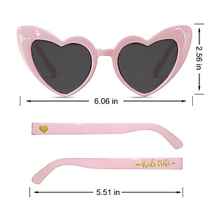 NewShun 10pcs Bachelorette Party Retro Heart Sunglasses, Bridal Shower Supplies Wedding Favor Bridesmaid Gifts - Pink