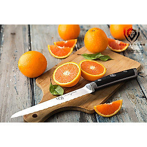 Dalstrong Serrated Utility Knife - 5.5 inch - Gladiator Series Elite - Forged High Carbon German Steel - Kitchen Knife Gift - Serrated Knife Blade - Sheath Included - NSF Certified