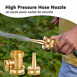 Jet Nozzle Water Hose High Pressure with Garden Hose Shutoff Valve Brass Heavy Duty 3/4" GHT Connector 4 Pack