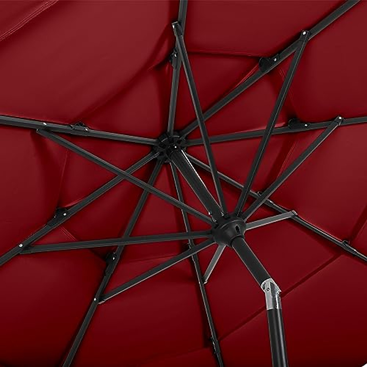 Pure Garden 10 ft Patio Umbrella - 3-Tiered Sunshade with Push Button Tilt and Easy-Open Crank - Outdoor Umbrella for Deck, Yard, or Pool (Red)