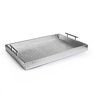 American Atelier Alligator Rectangle Serving Tray with Handles, 14" x 19" x 3", Silver