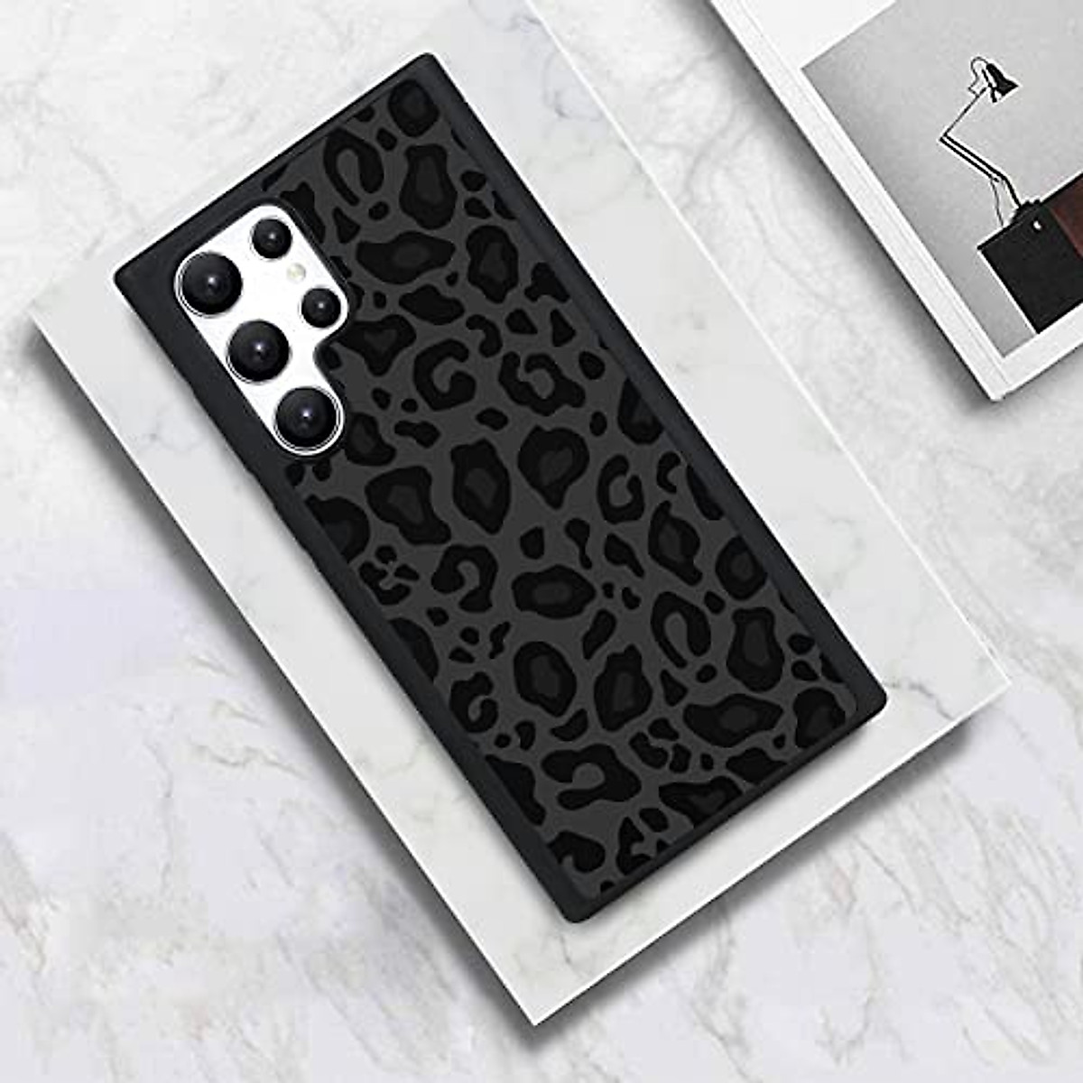 KANGHAR Case Compatible with Galaxy S22 Ultra,Black Leopard Design,Tire Texture Non-Slip +Shockproof Rugged TPU Protective Case for Samsung Galaxy S22 Ultra(2021) Leopard Pattern