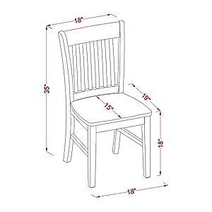 East West Furniture Norfolk Dining Slat Back Wood Seat Kitchen Chairs, Set of 2, Black & Cherry
