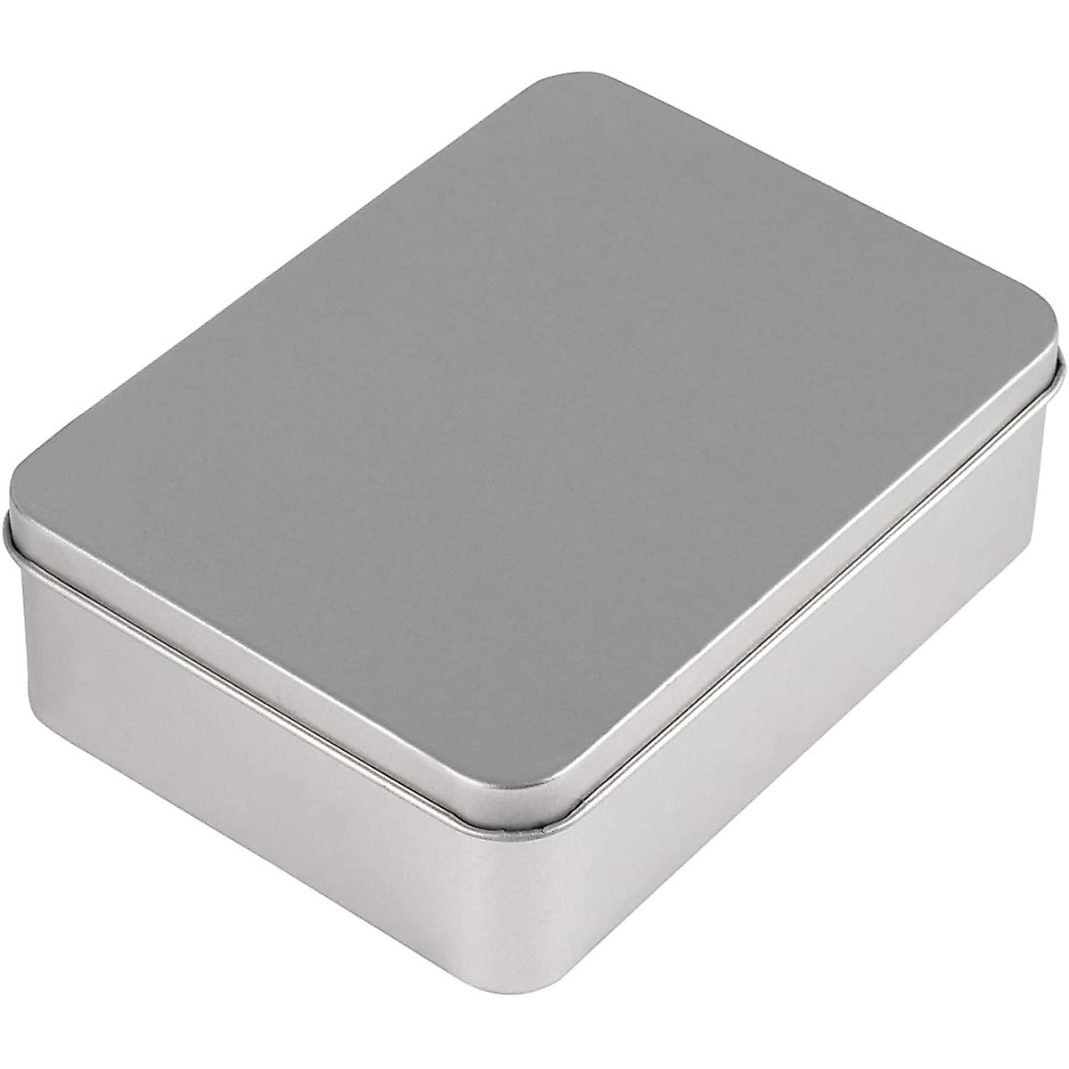 Juvale Rectangular Tin Box with Lid - 6-Pack Empty Tin Can Storage Container for Treats, Gifts, Favors and Crafts, Silver, 4.9 x 3.7 x 1.6 Inches