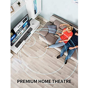 Sound Bar, Sound Bar with Dual Built-in Subwoofer, 38 Inch 2.1 Sound Bar for TV, 90W Wired & Wireless Bluetooth 5.0, HDMI/Optical/Aux/USB, Wall Mountable, Surround Sound System for Home Theater 2023