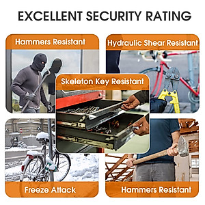 ICOCOPRO Anti Theft Heavy Duty Bicycle U Lock with 3 Keys, 18.76mm, Black, 5.32 in Width Inside Dimension