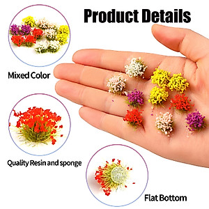 FOIMAS 60pcs Miniature Flower Cluster Colorful Flower Vegetation Groups Grass Tufts Static Scenery Model for DIY Craft Train Landscape Railroad Scenery Sand Military Layout Model War Gaming Terrain